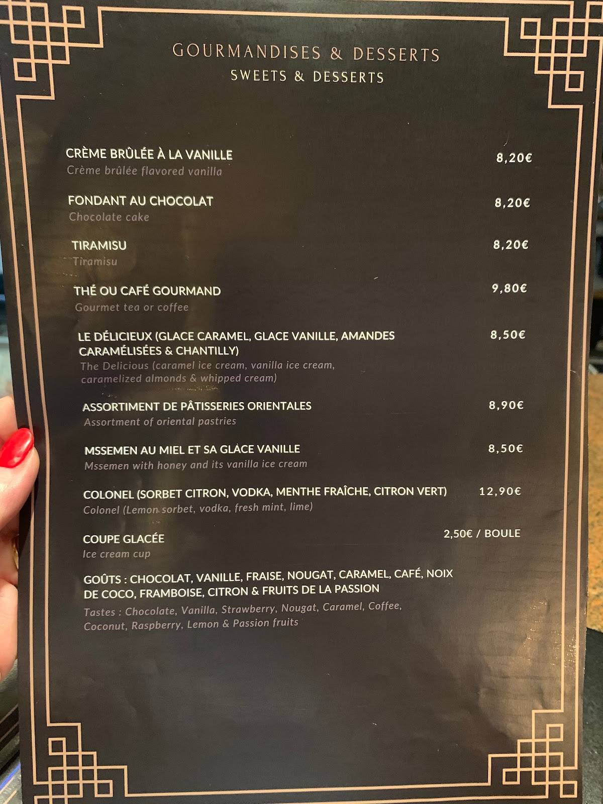 Menu at Le Royaume restaurant, Luxembourg City