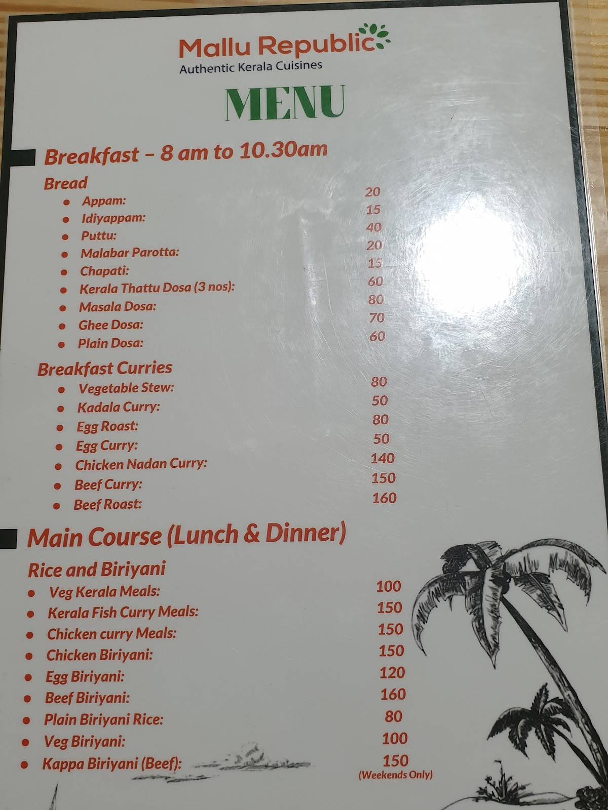 Menu at MALLU REPUBLIC, Panaji