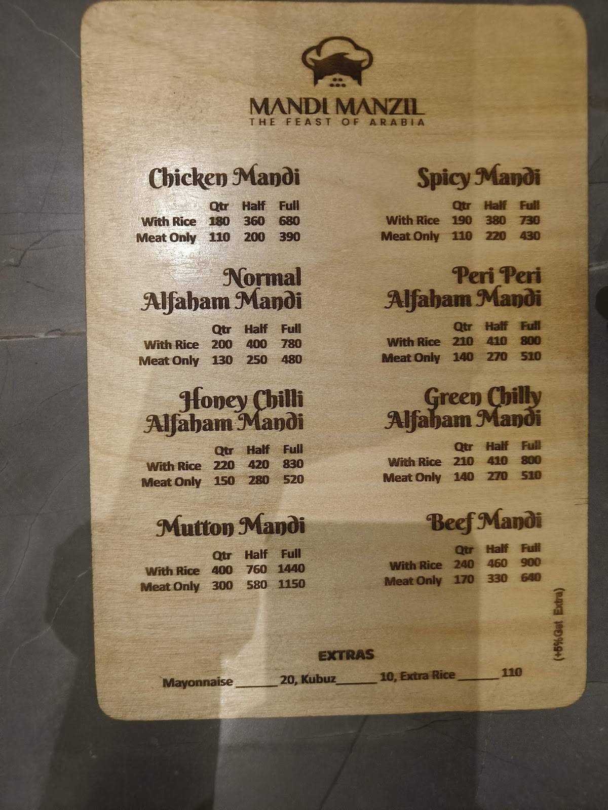 Menu at MANDI MANZIL, Kazhakkoottam