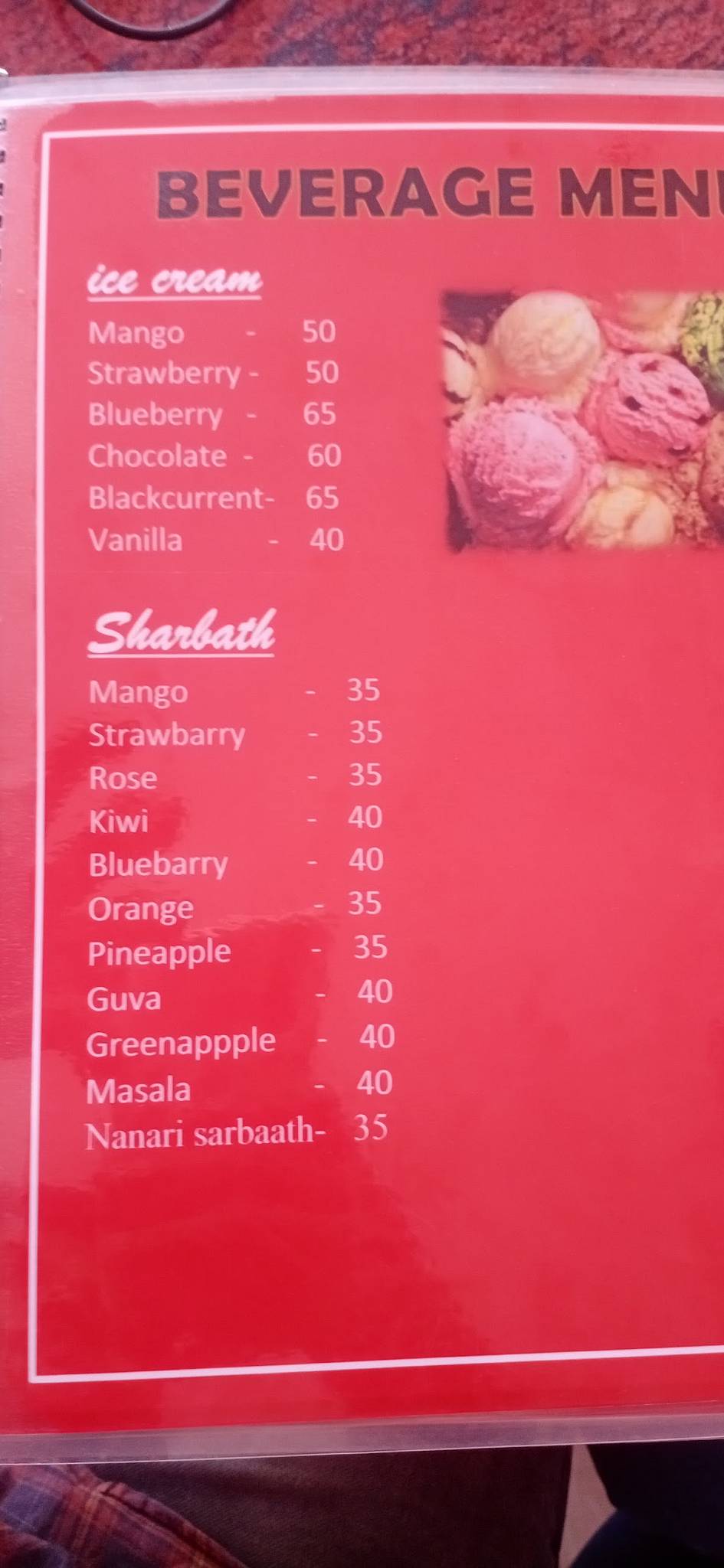 Menu at MG Snacks, Chennai