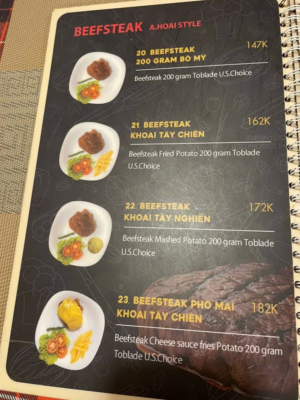 Menu at MÌ Ý A.HOÀI - Do Chính A.HOÀI Đảm Trách restaurant, Ho Chi Minh ...