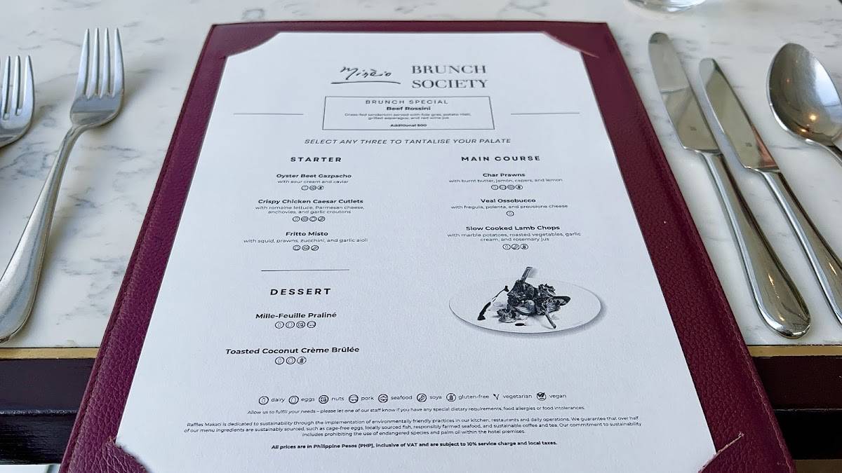 Menu at MIRÈIO pub & bar, Makati
