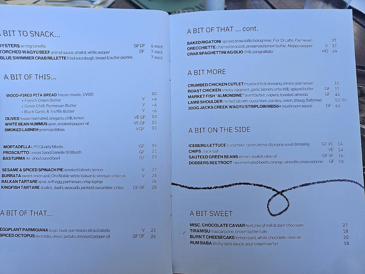 Menu at MISC. Parramatta restaurant, Parramatta