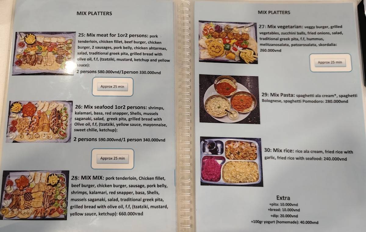 Menu at MIX Restaurant, Nha Trang