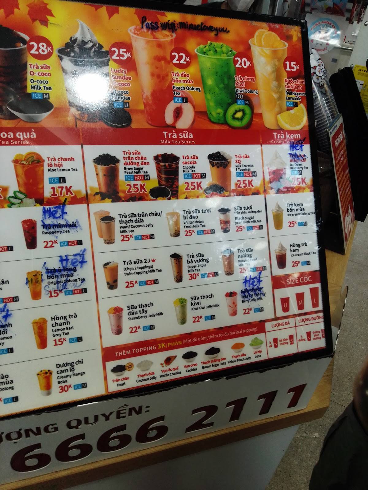 Menu at MIXUE- NHÂN VĂN, Hanoi