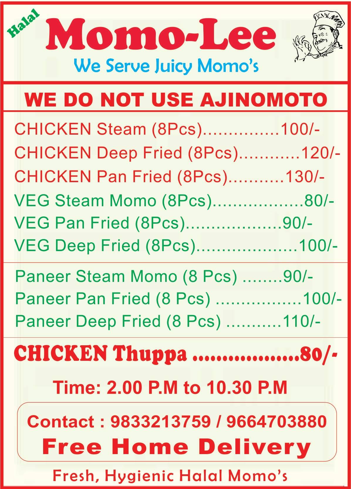 Menu at "MOMO LEE", Mumbai