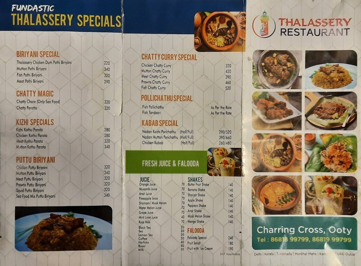 Menu at MOMU’S THALASSERY RESTAURANT, Ooty
