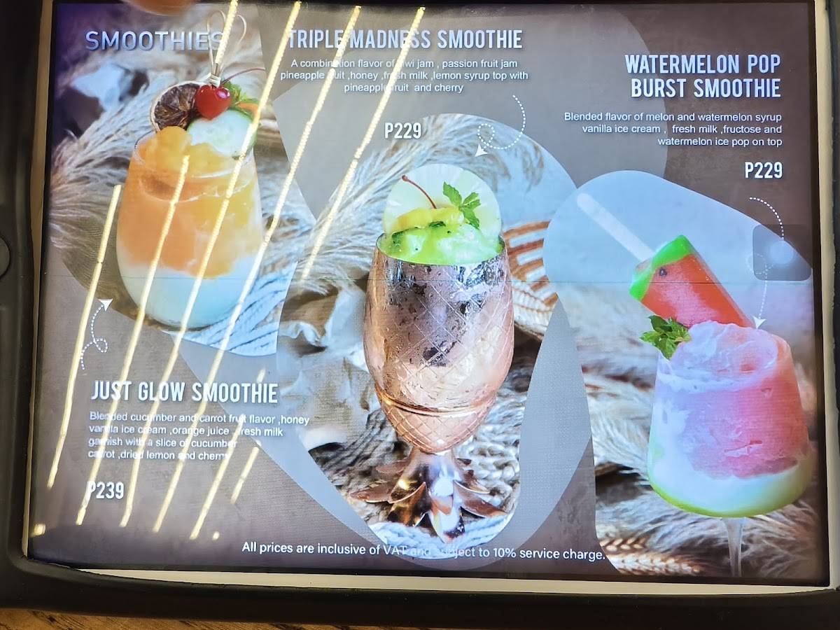 Menu at MOSA restaurant, Panglao