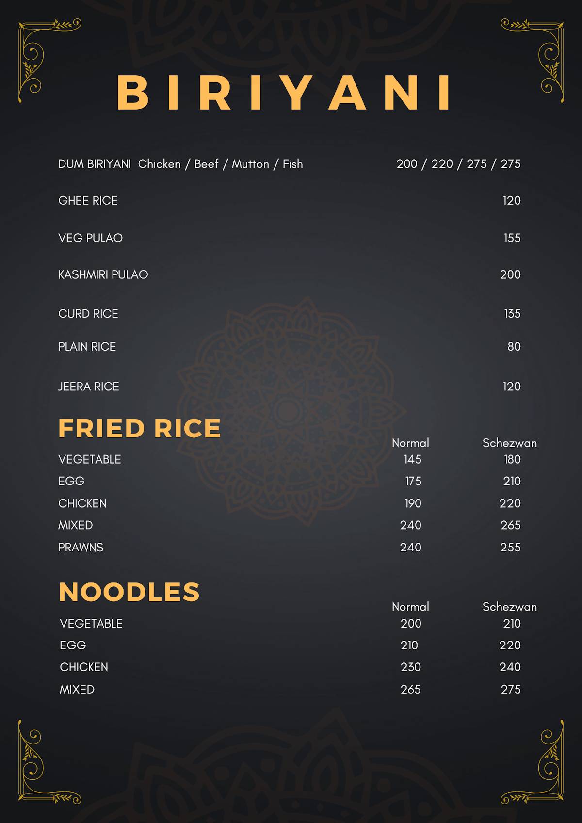 Menu at MRA Restaurant,Bakery & Cafe, Thalassery