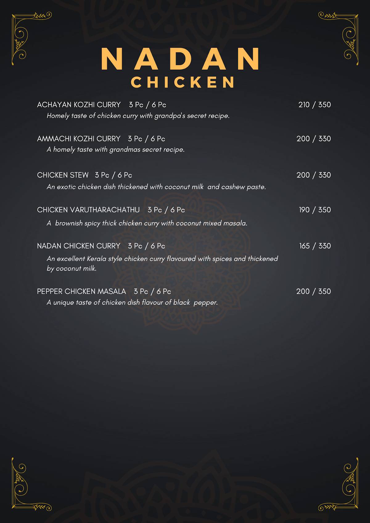 Menu at MRA Restaurant,Bakery & Cafe, Thalassery