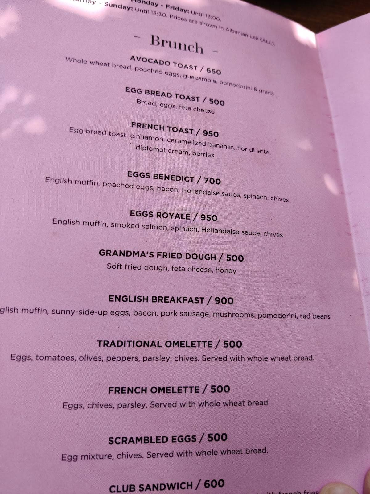 Speisekarte von MUGO Tirana restaurant, Tirana