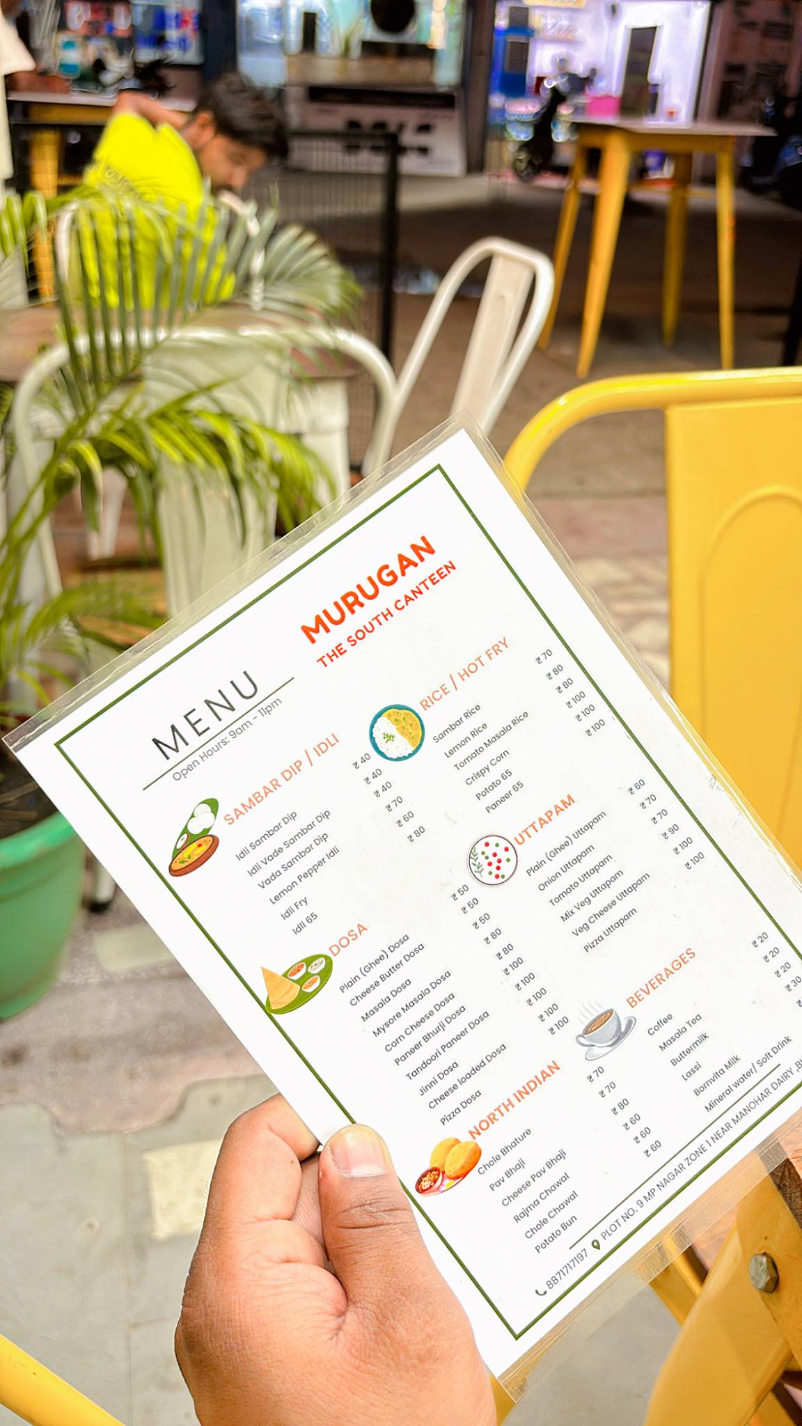 Menu at MURUGAN THE SOUTH CANTEEN, Bhopal