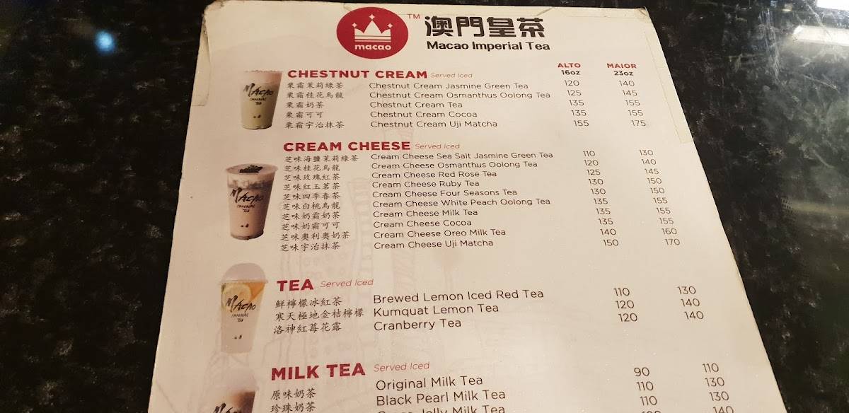 Menu at Macao Imperial Tea Anonas cafe, Quezon City, 1102 Quezon City