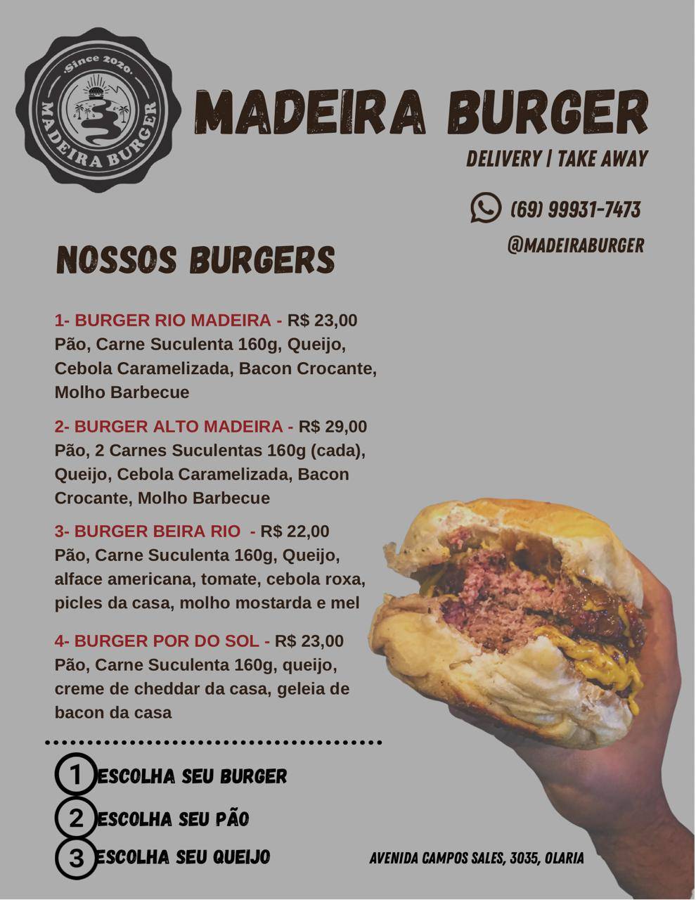 Menu em Madeira Burger restaurante, Porto Velho