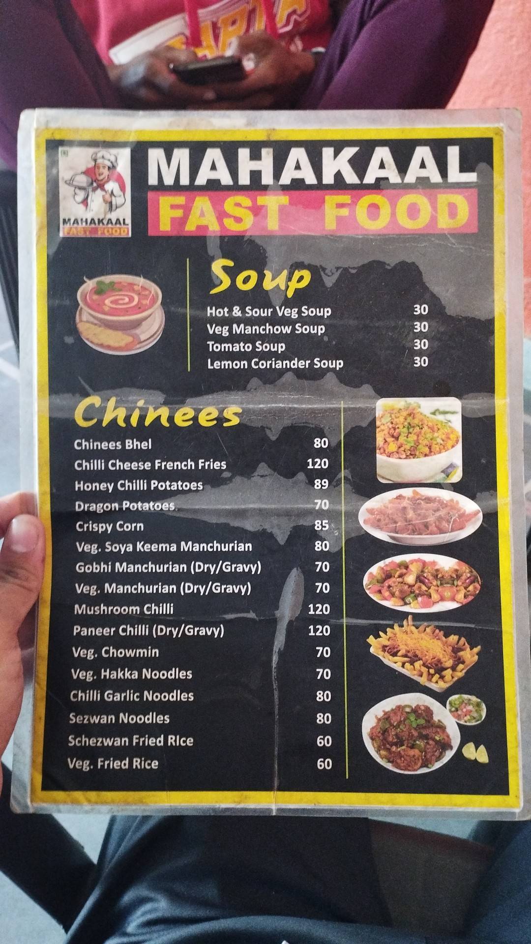 Menu at Mahakal fast food, Mavli
