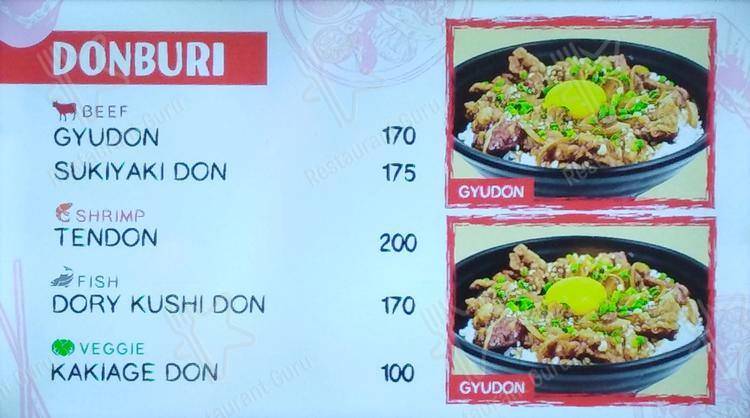Menu at Mai Mai Fast Japanese restaurant, Makati