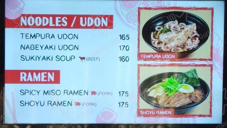 Menu at Mai Mai Fast Japanese restaurant, Makati
