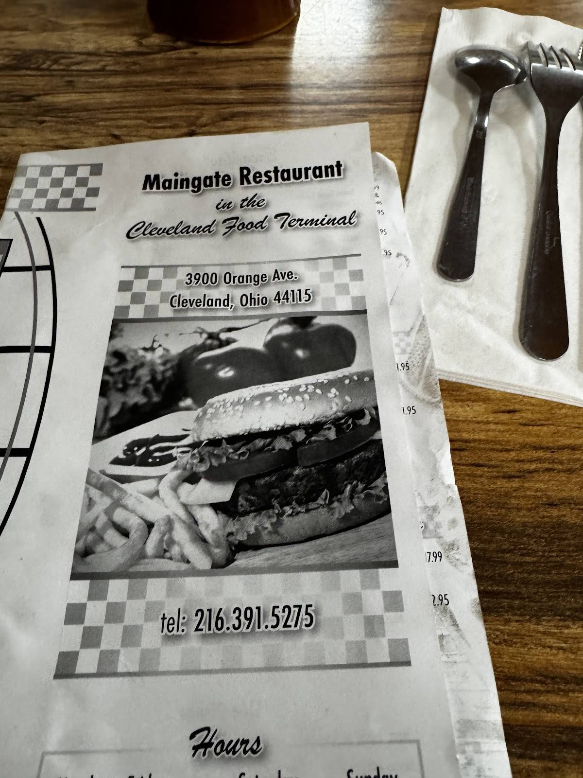 Menu at Main Gate Restaurant, Cleveland