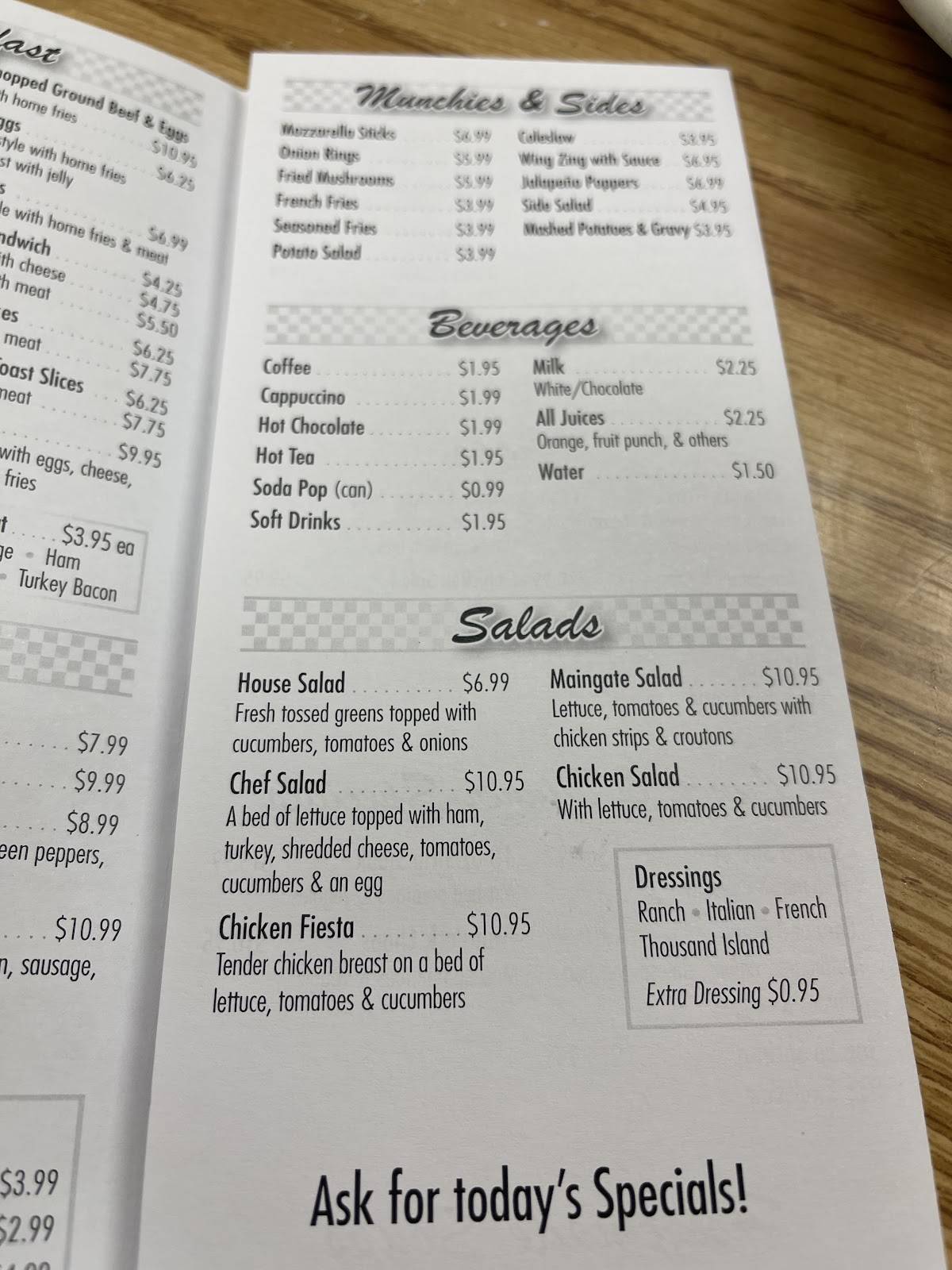 Menu at Main Gate Restaurant, Cleveland