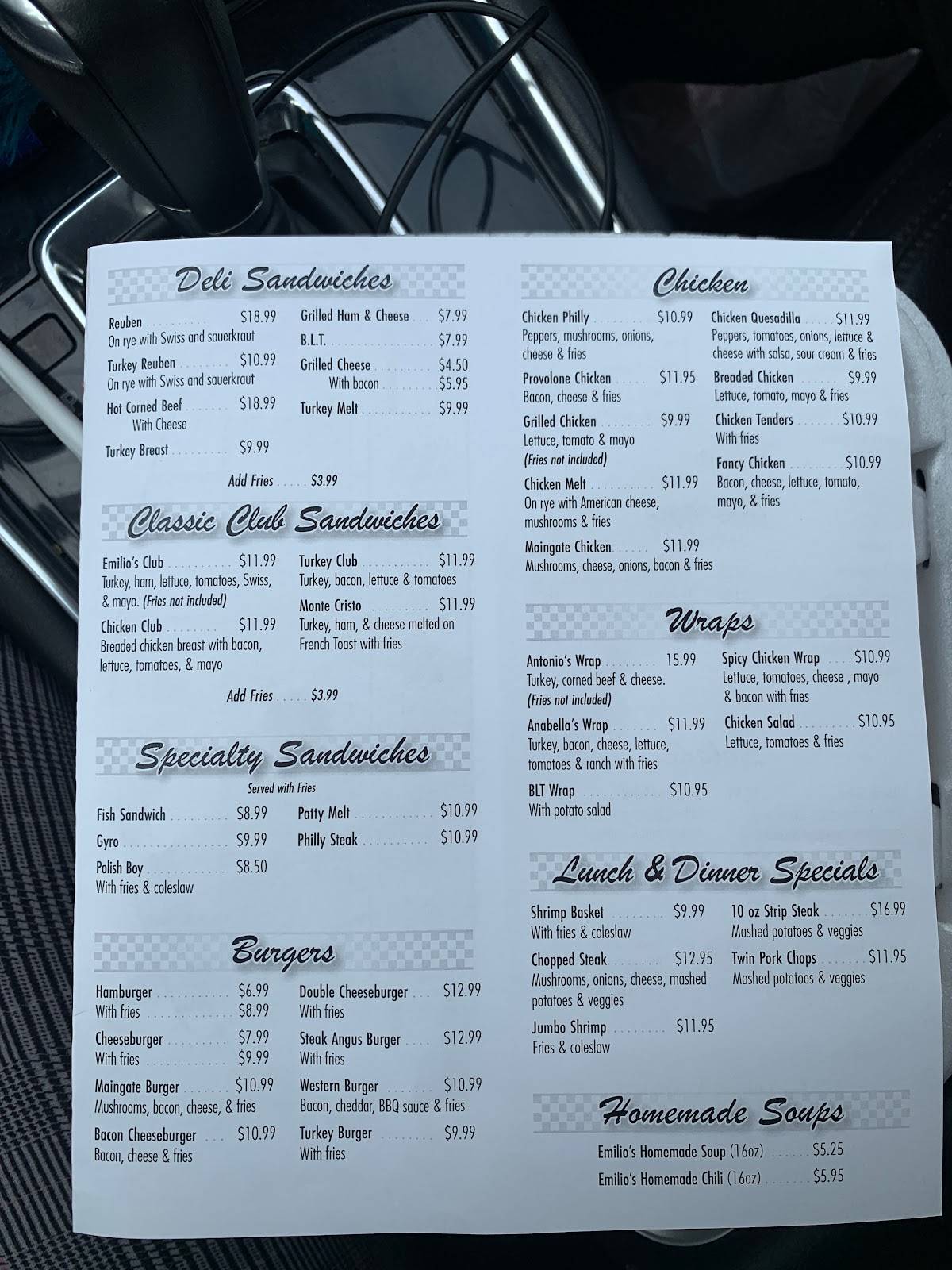Menu at Main Gate Restaurant, Cleveland