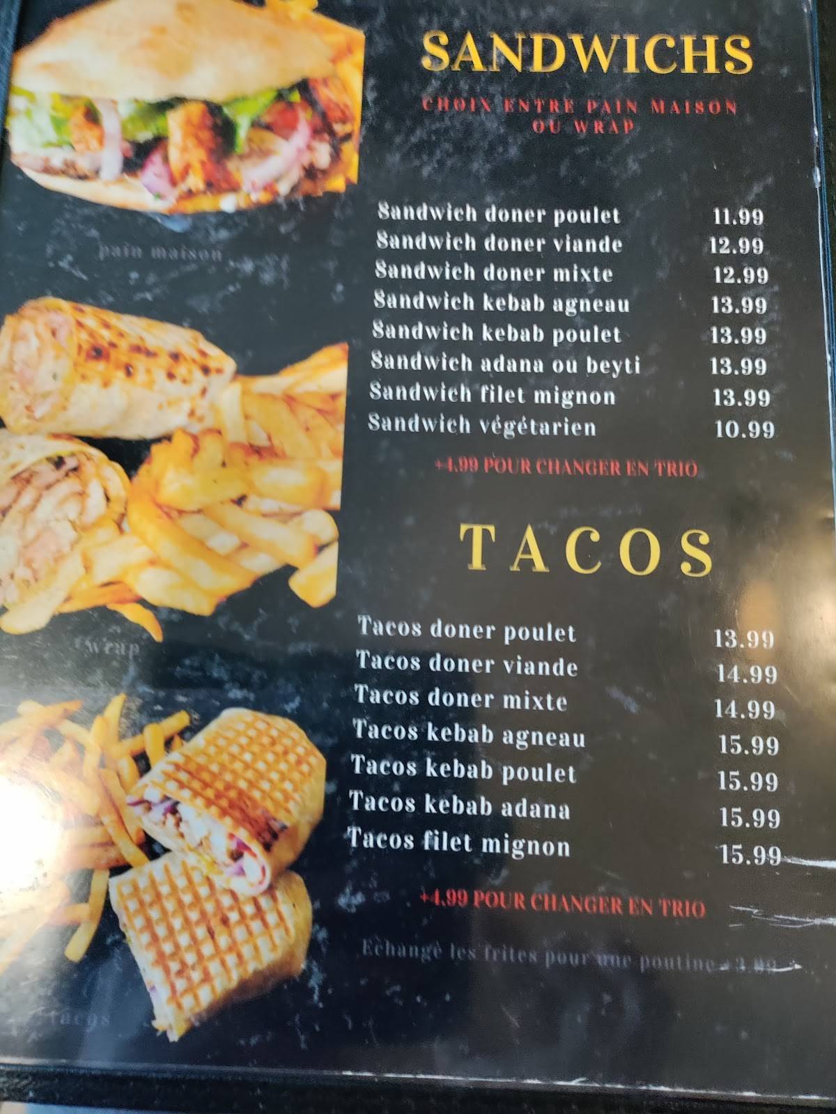 Menu au Maison istanbul restaurant, Longueuil, Ch. de Chambly