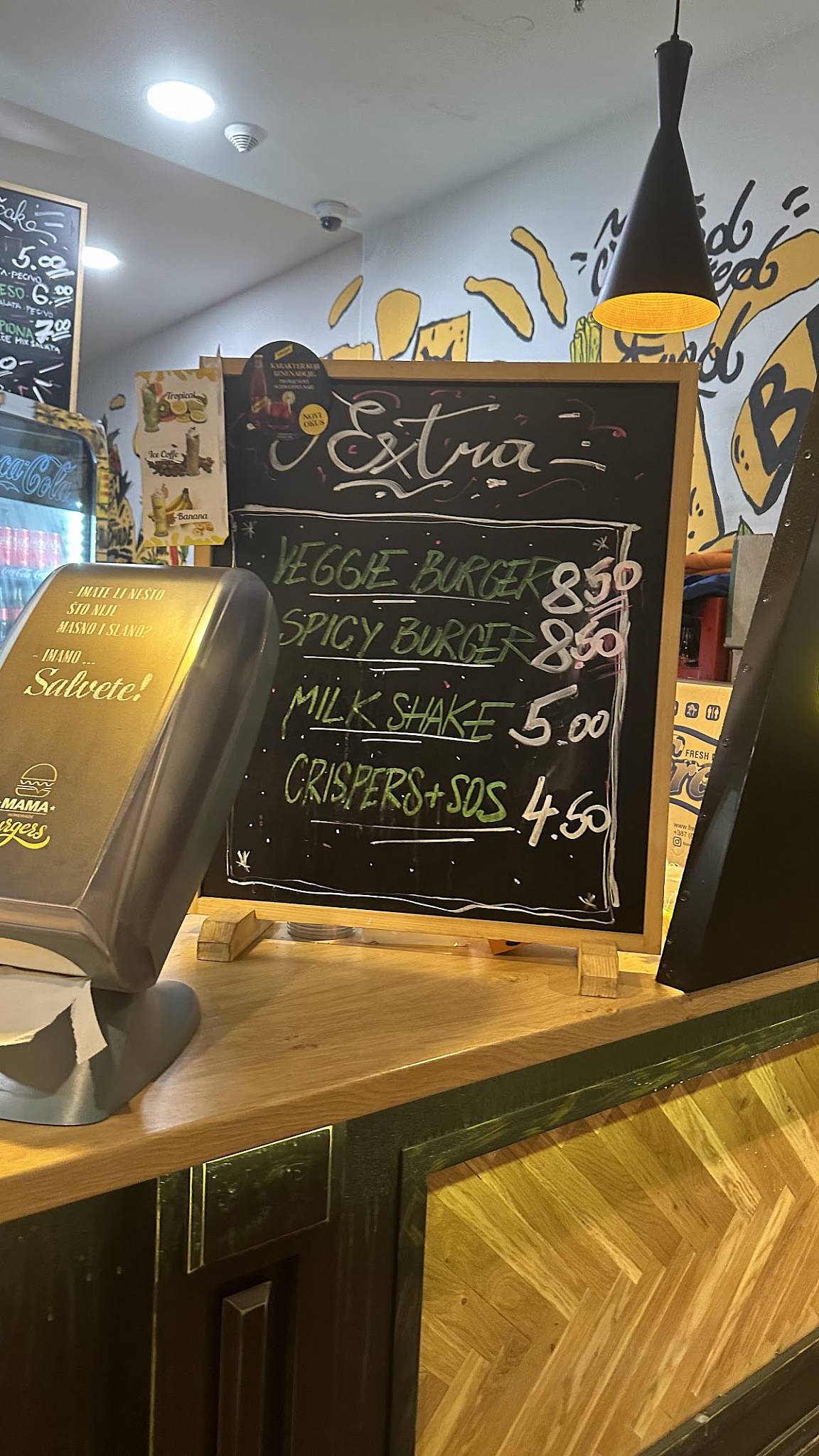 Menu at Mama Burgers SCC restaurant, Sarajevo