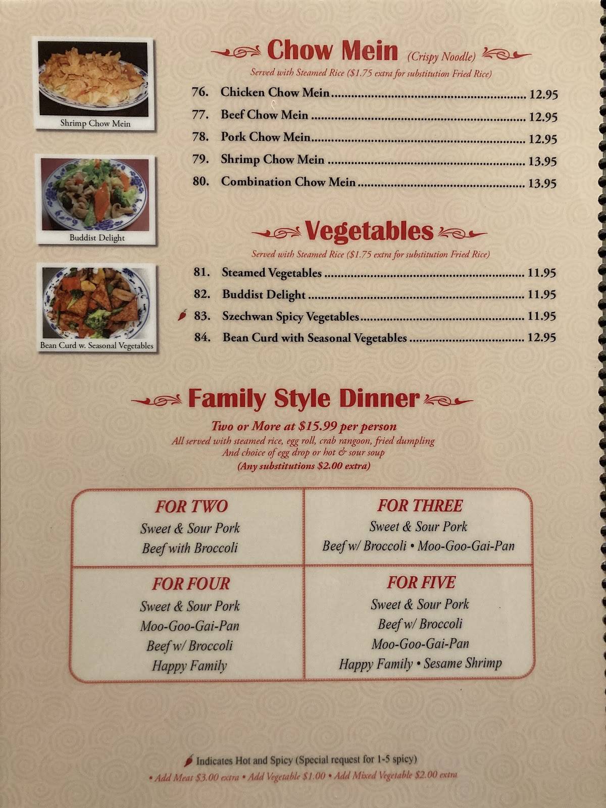 Menu at Chuong Garden Chinese Restaurant, Manchester