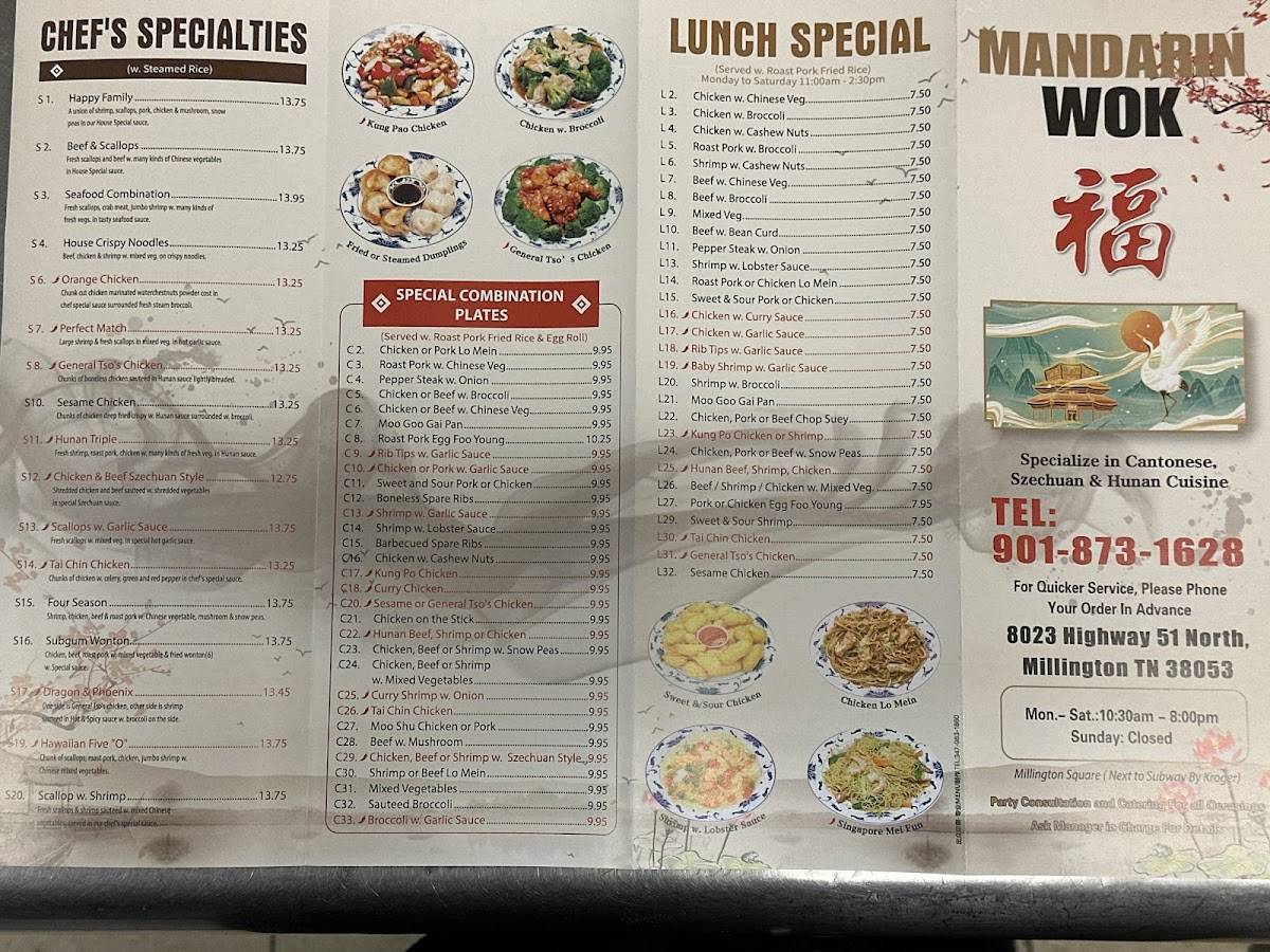 Menu at Mandarin Wok restaurant, Millington