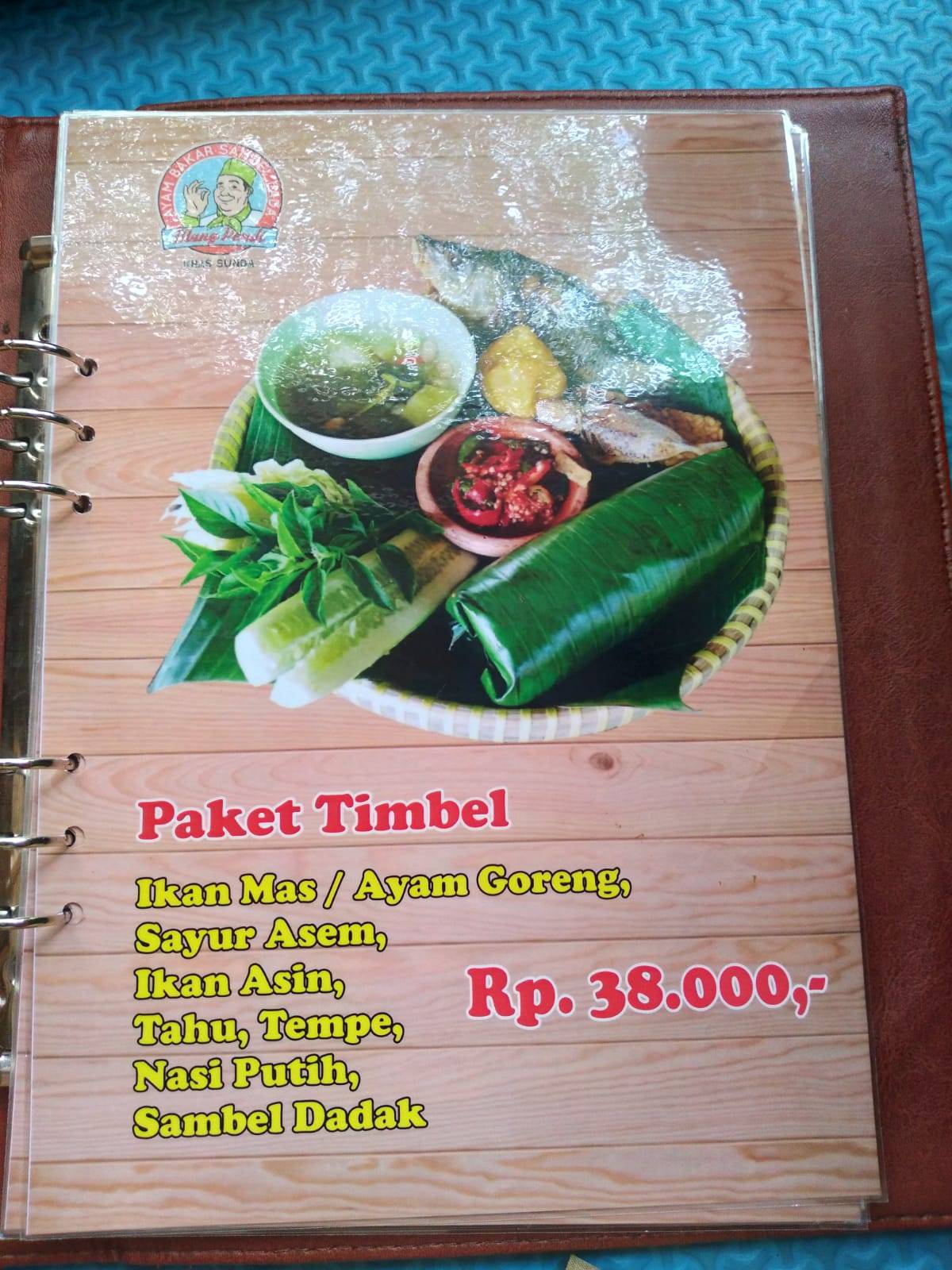 Menu at Mang Pendi restaurant, Serang