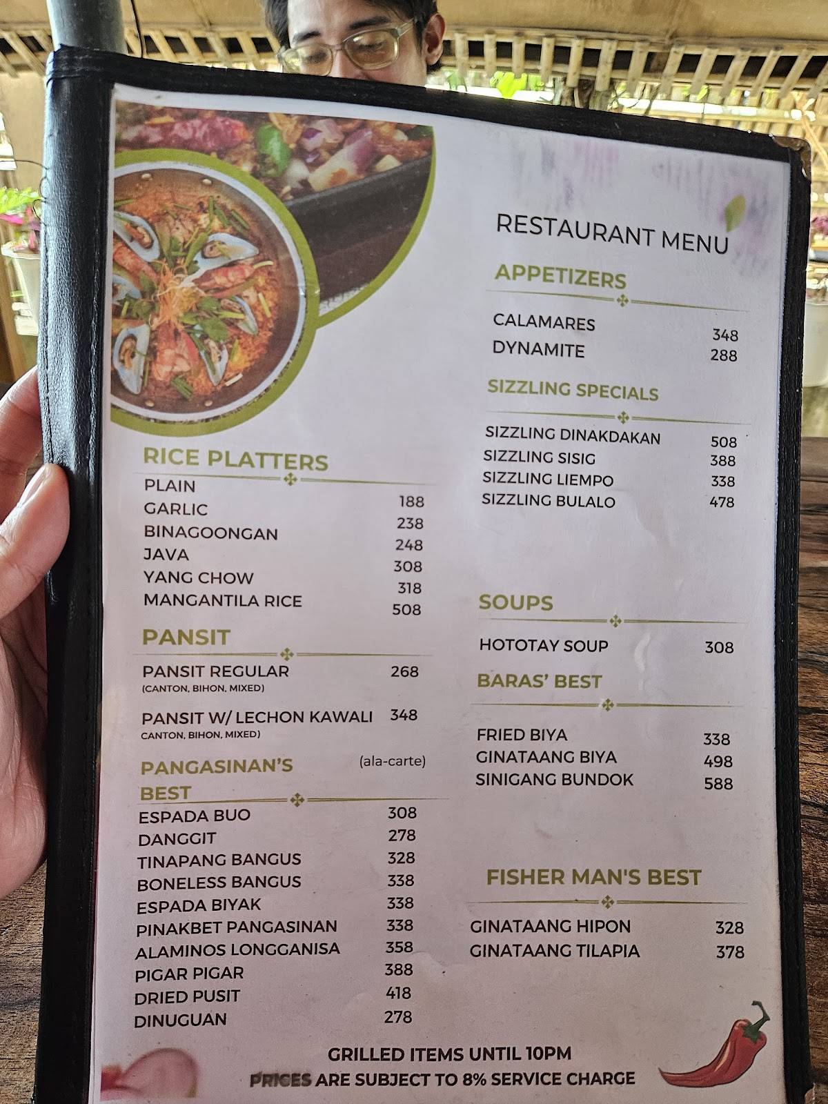 Menu at Mangantila Café restaurant, Baras