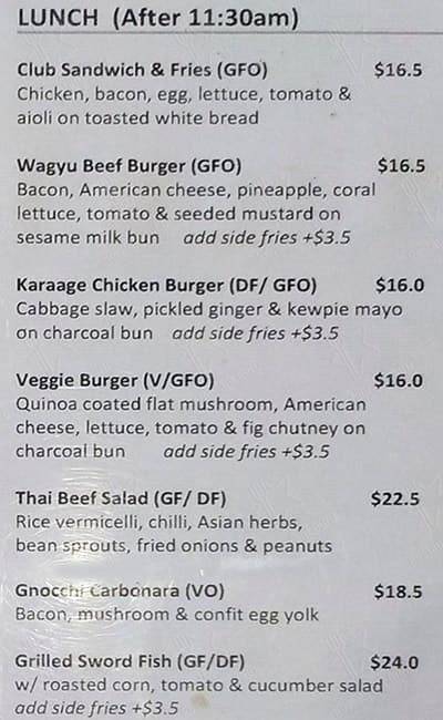 Menu at Manly Kitchen cafe, Manly, 50 Cambridge Parade