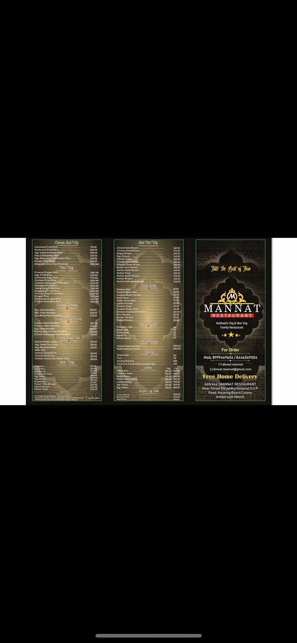 Menu at Mannat Restaurant, Ambernath, Mannat Restaurant