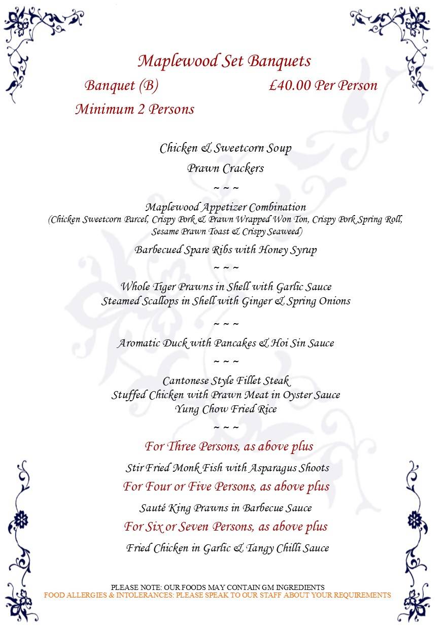 Menu at Maplewood Restaurant, Widnes, Warrington Rd