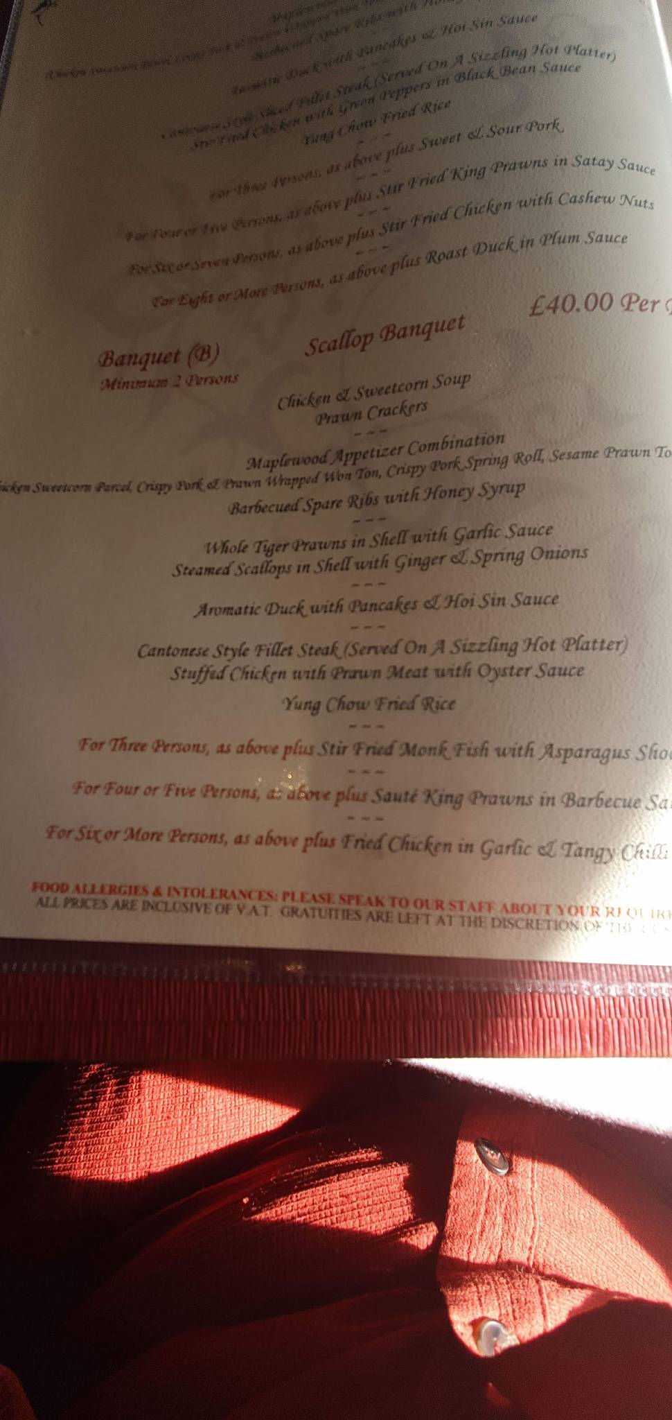 Menu at Maplewood Restaurant, Widnes, Warrington Rd