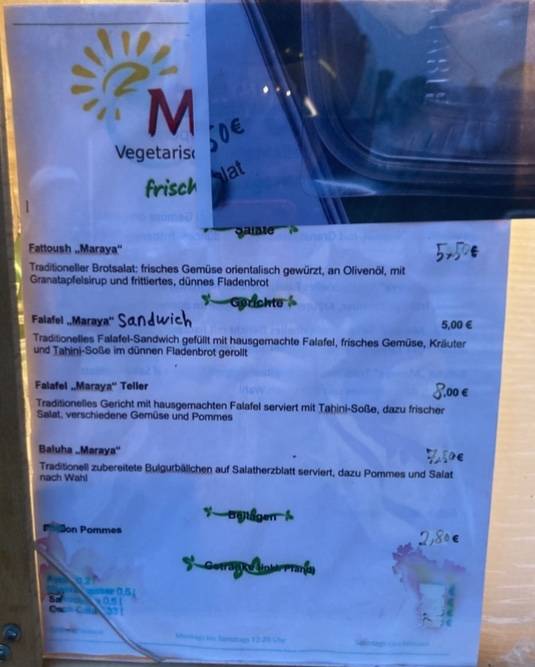 Speisekarte von Maraya restaurant, Blieskastel