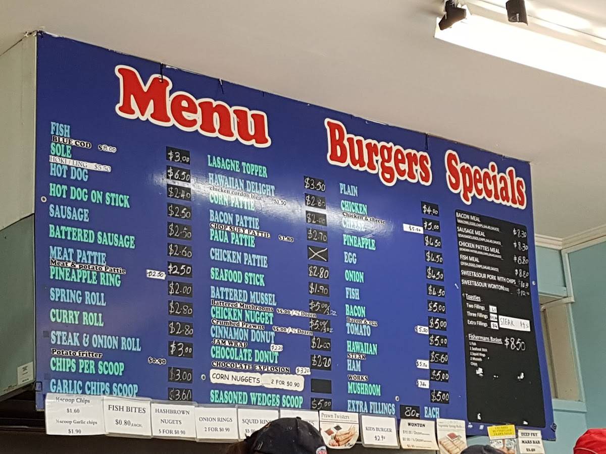 Menu at Marchwiel Takeaways fast food, Timaru