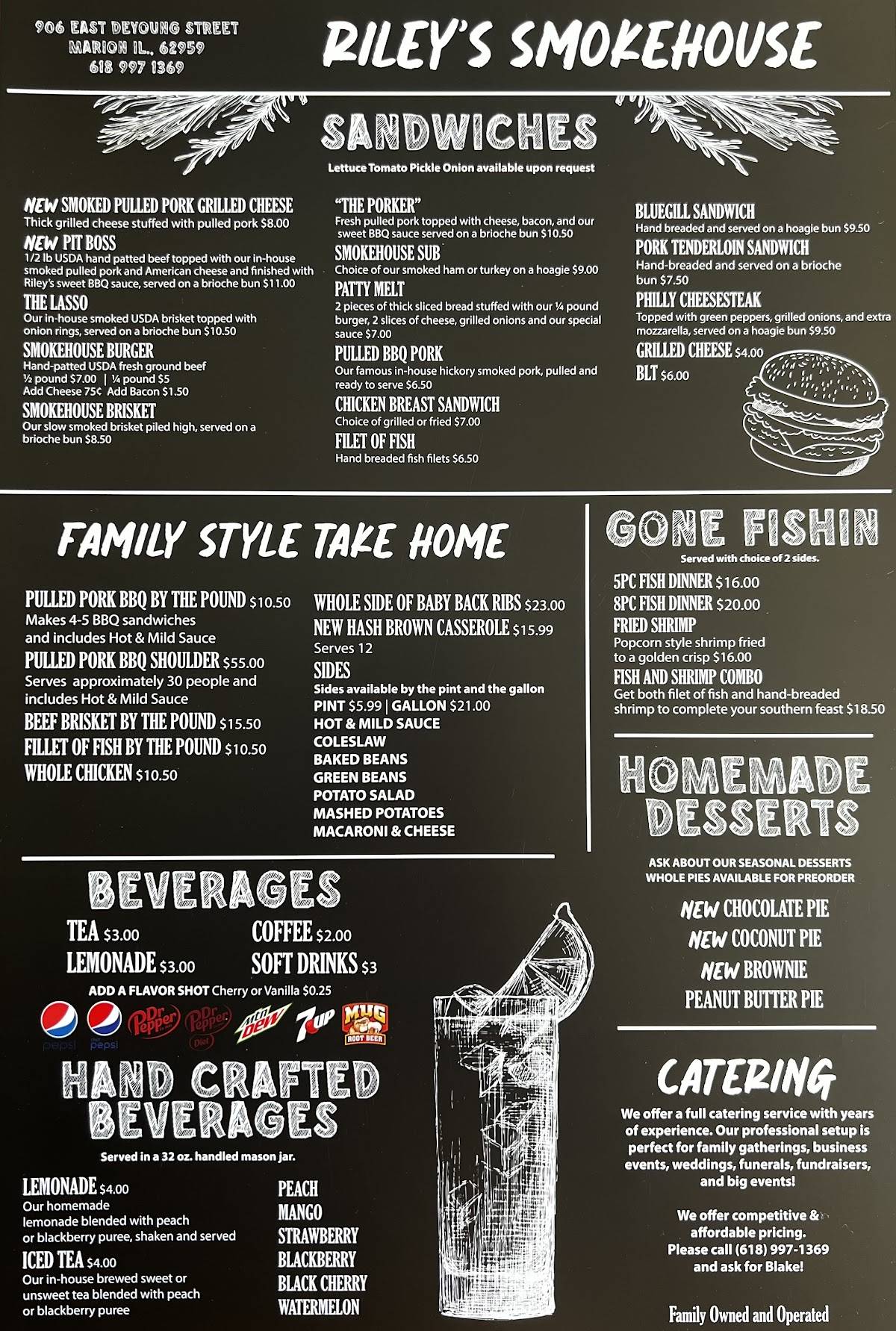 Menu at Riley's Smokehouse BBQ, Marion