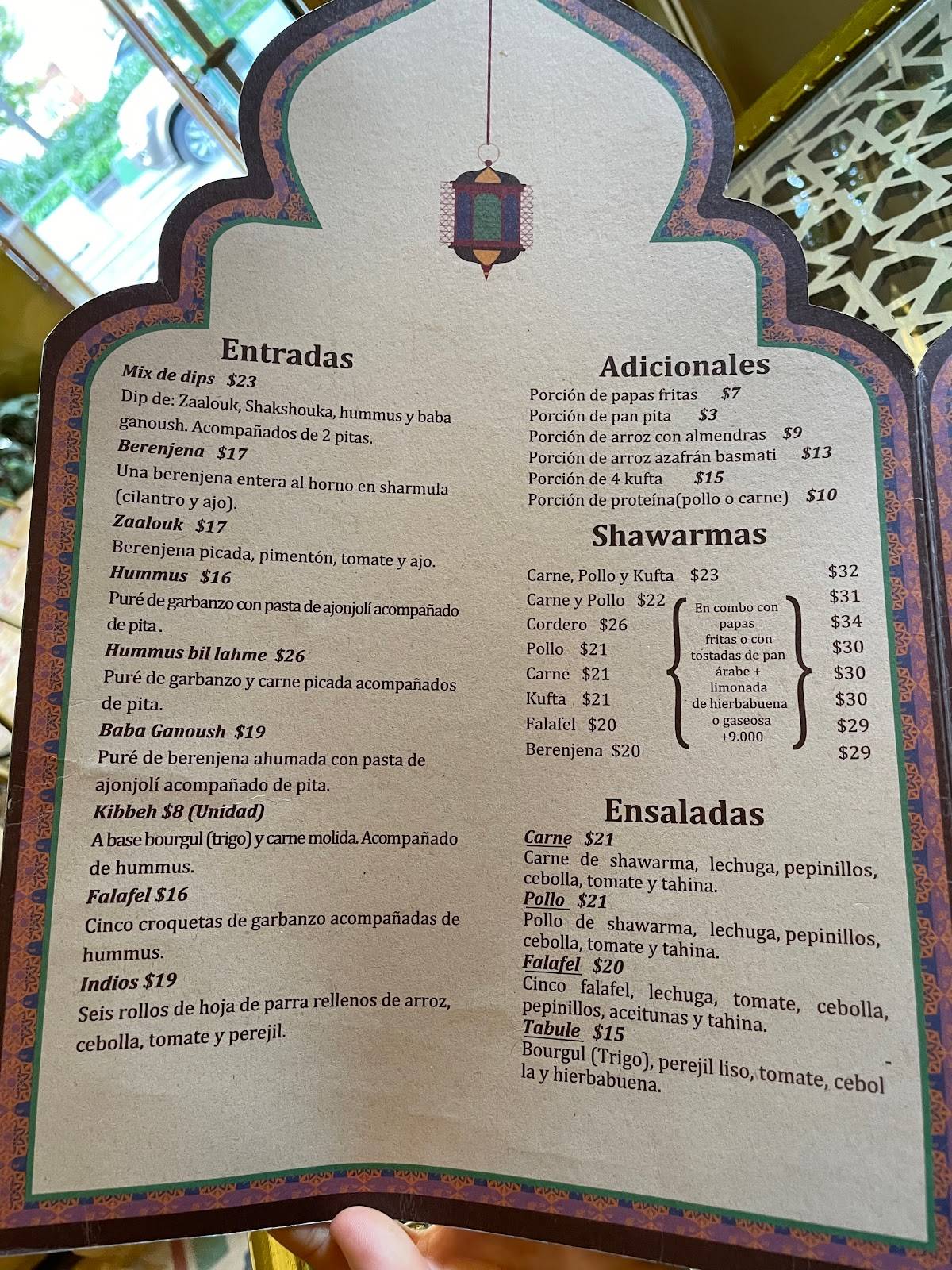 Menu at Marrakesh Comida Marroquí 85 restaurant, Bogotá