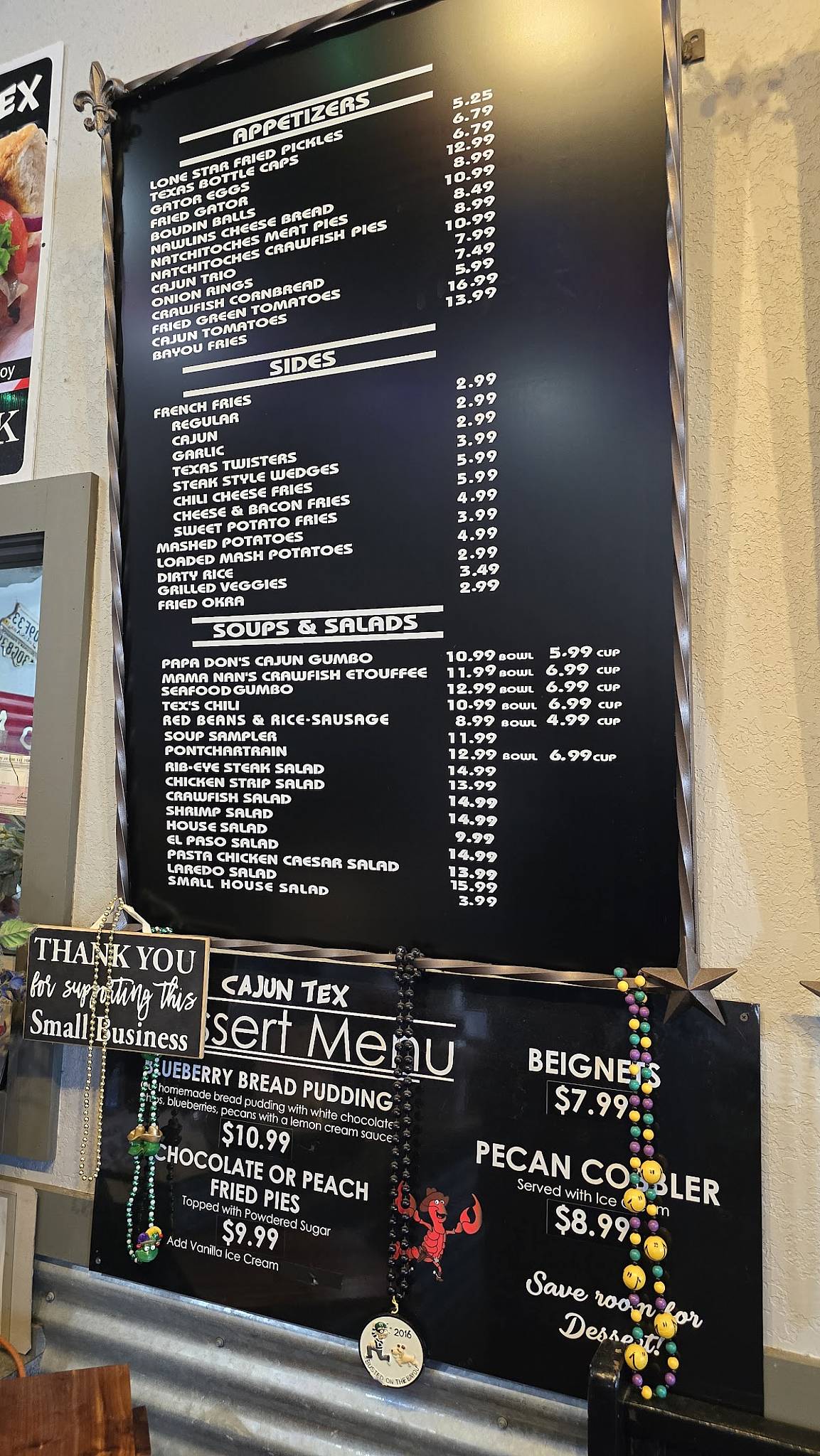 Menu at Cajun Tex Marshall restaurant, Marshall, 104 W Grand Ave