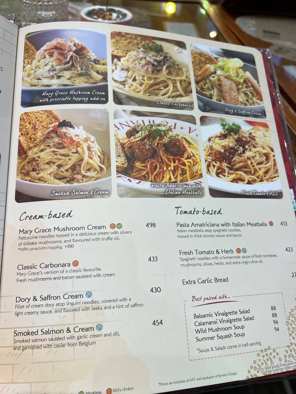 Menu at Cafe Mary Grace - SM City Sucat, Parañaque, SM City Sucat