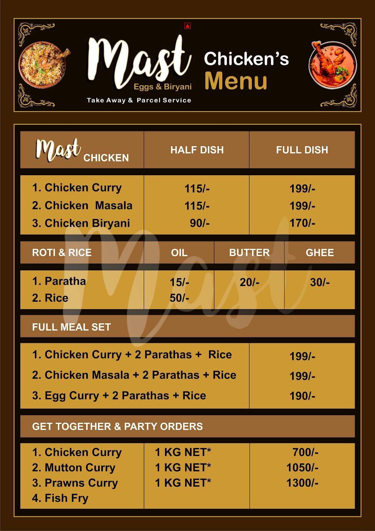 Menu at Mast Foods, Vadodara