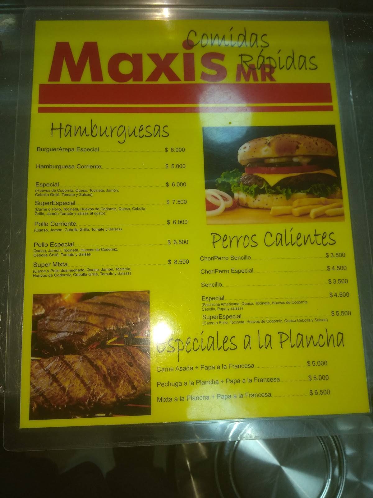Carta del restaurante Maxis Pizza, Bogotá