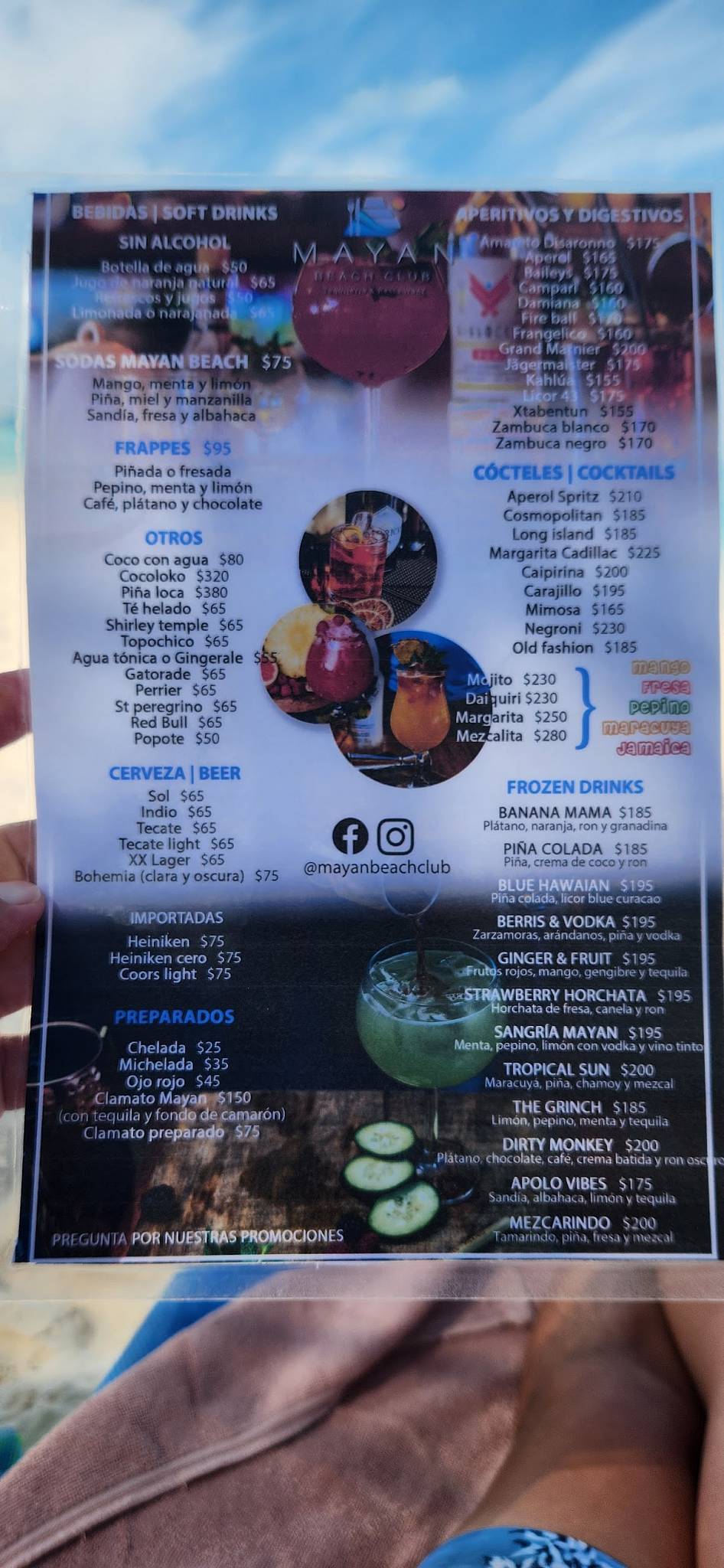 Menu at Mayan Beach Club Restaurant & Tequileria, Isla Mujeres