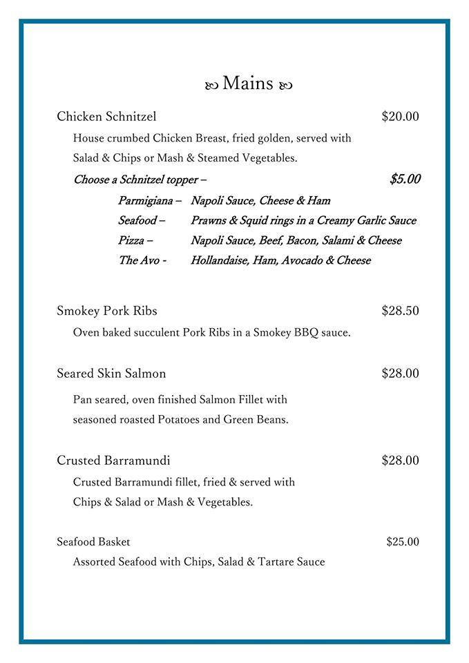 Menu at The Mayfair Emerald pub & bar, Emerald