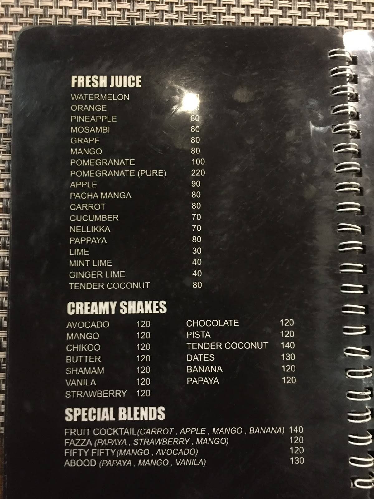 Menu at Mazali Restaurant, Perinthalmanna, Perintalmanna