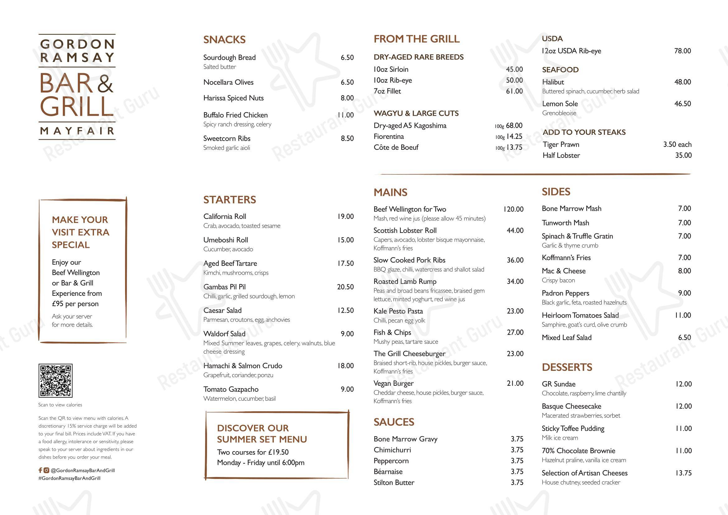 Menu at Maze restaurant, London, 172-178 Regent St.