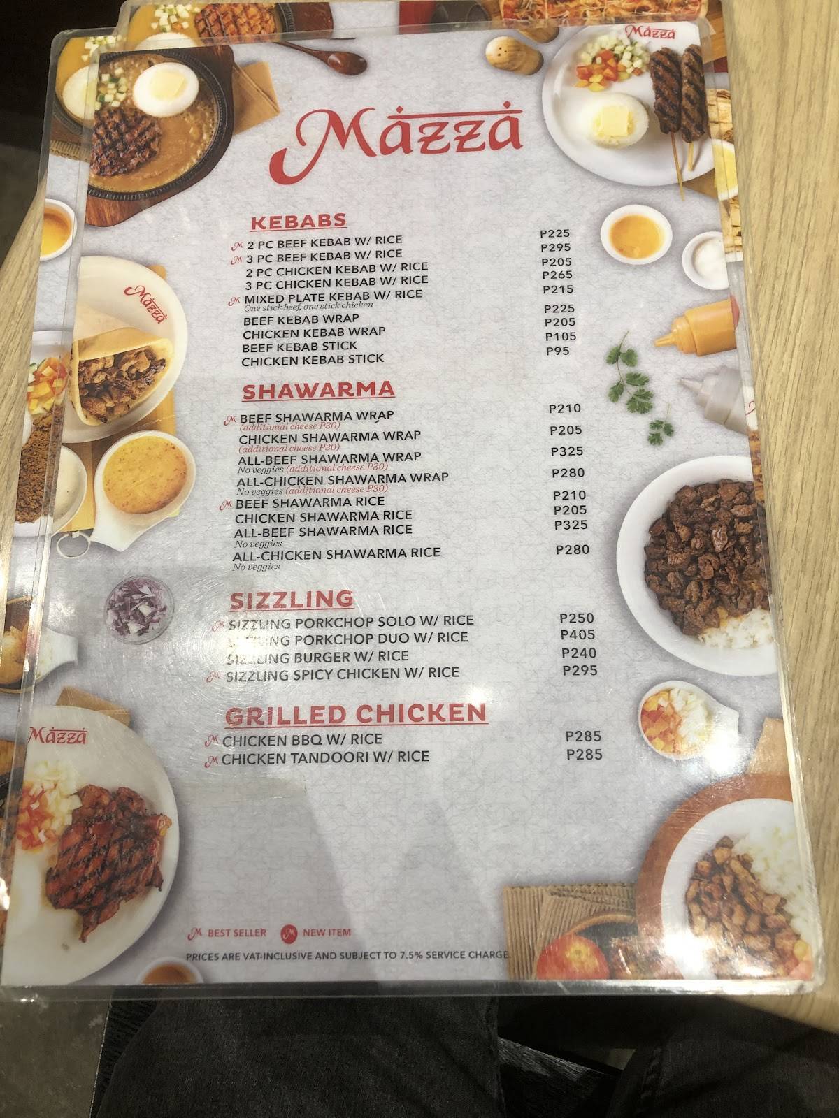 Menu at Mazza restaurant, Makati, H2F9+WV5