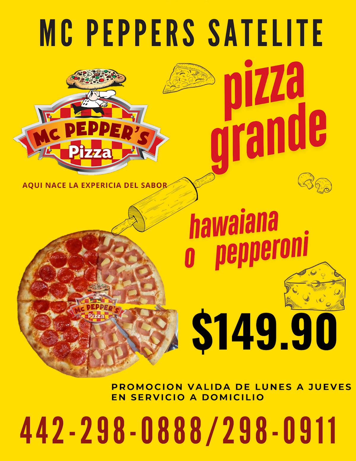 Carta del restaurante Mc Pepper's Pizza, Santiago del Querétaro