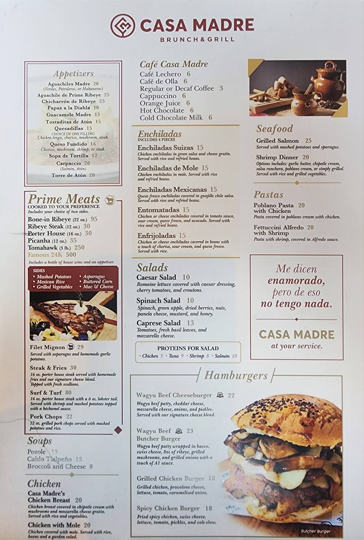 Menu at Casa Madre Brunch & Grill restaurant, McAllen