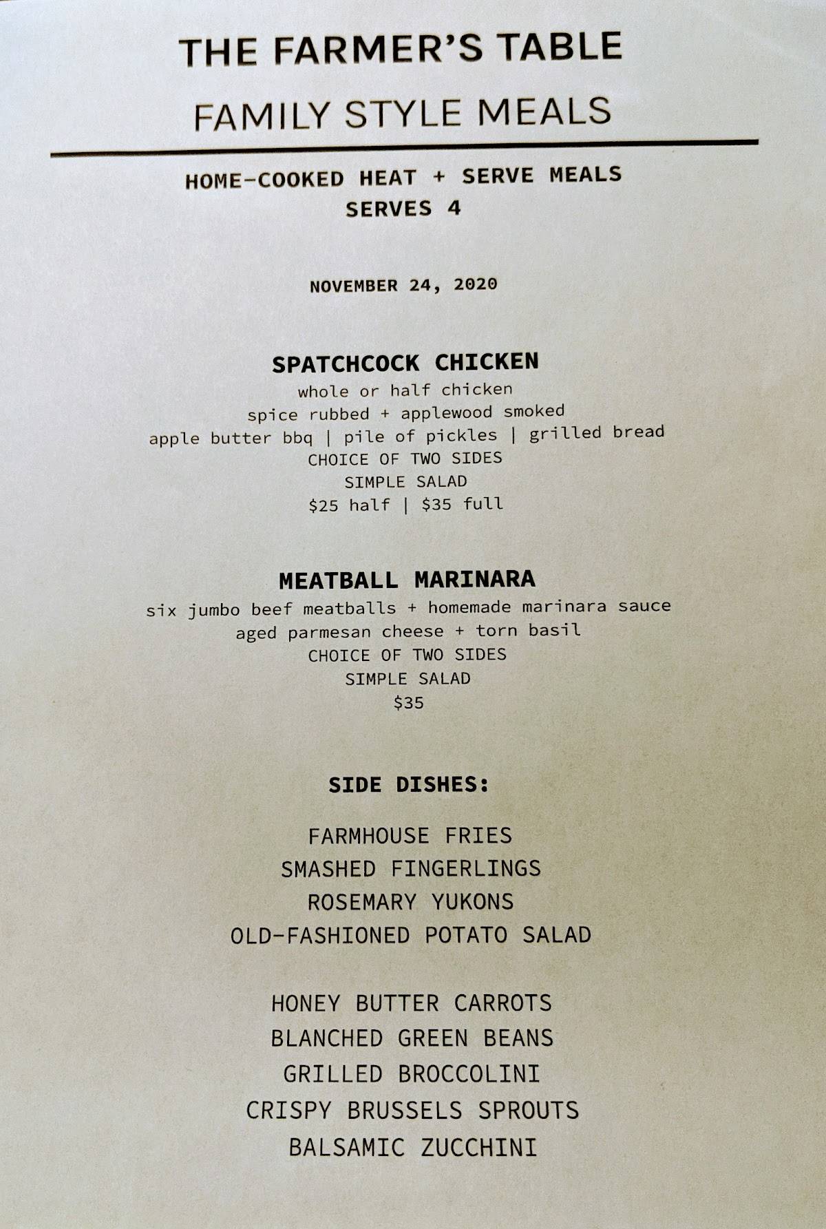 Menu at The Farmer’s Table pub & bar, Medina